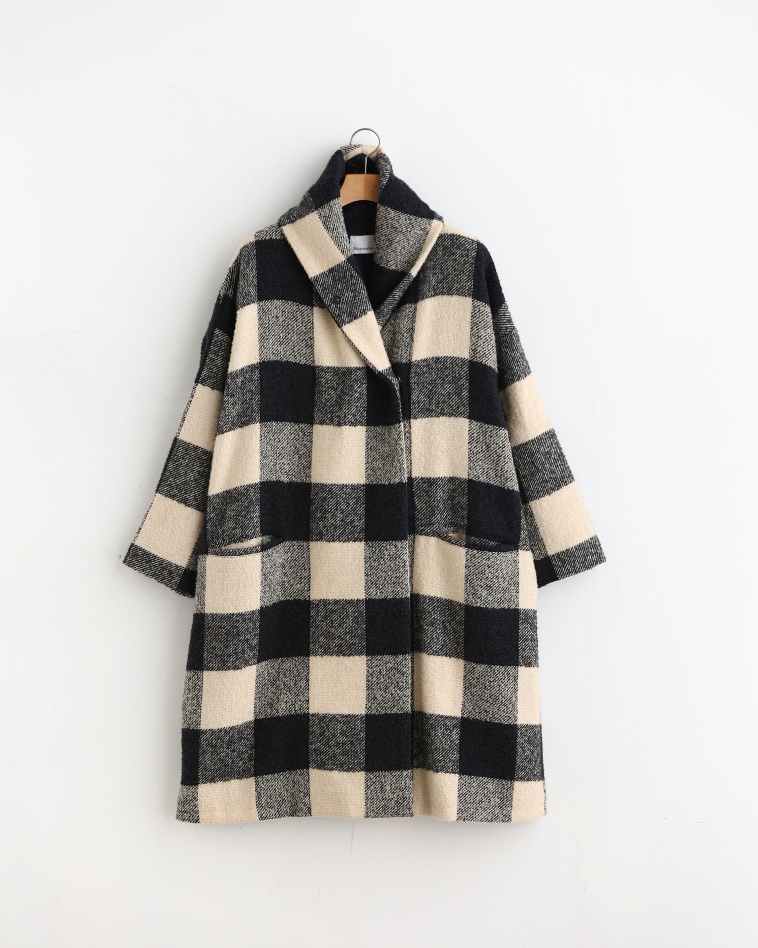 Shawl Collar Wide Coat_Loop Tweed Check – GLASTONBURY ONLINE